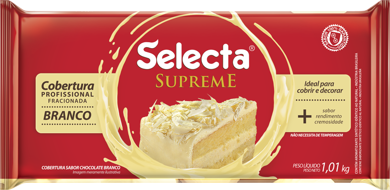 Deroma | COBERTURA CHOCOLATE BARRA SELECTA SUPREME 1,010KG BRANCO